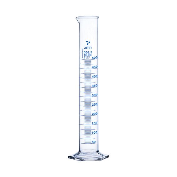 Cylindre gradué classe B 500 ml verre borosilicaté base hexagonale ...